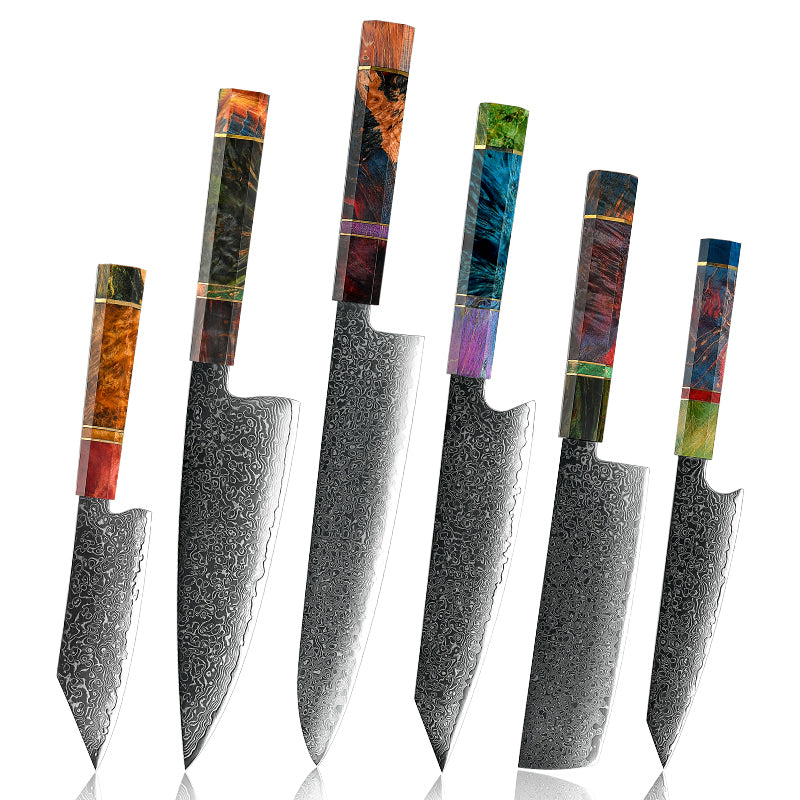 Best Knife Set - Multicolor: Green, Pink, Black & White - Shokunin USA